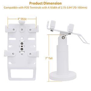 CRIZISTON Universal Square POS Machine Terminal Stand, Adjustable Square Credit Card Reader POS Stand, 7" Tall Swivel and Tilt Square Terminal Stand with Complete Kit, Screw-in and Adhesive, White