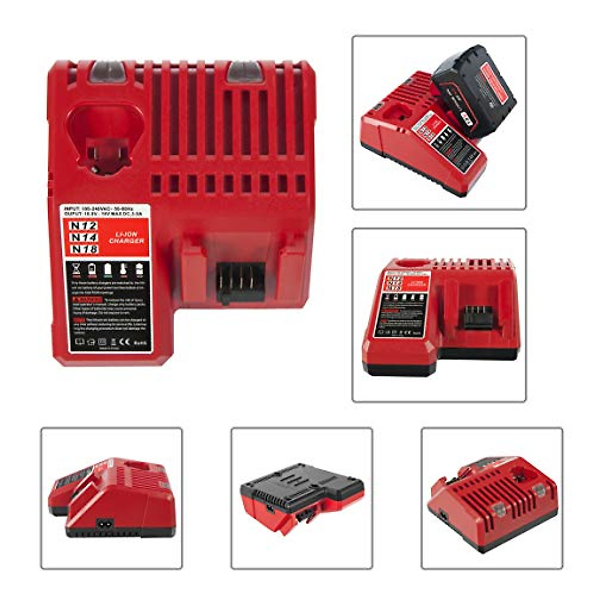 CELL9102 N12 N14 N18 Charger for Milwaukee 12V-18V Li-ion Battery 48-11-1820 48-11-1840 48-11-1850 48-11-2401 48-11-1890