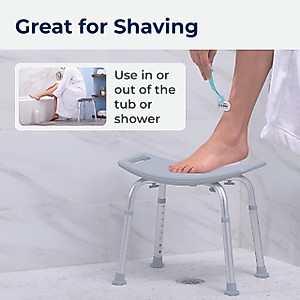 Drive Medical RTL12203KDR Shower Chair, Adjustable Shower Stool with Suction Feet, Shower Seat for Inside Shower or Tub, Bathroom Bench Bath Chair for Elderly and Disabled, 300 LB Weight Cap