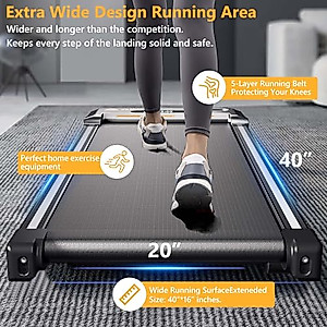 AIRHOT Under Desk Treadmill, Walking Pad 2 in 1 for Walking and Jogging, Portable Walking Treadmill with Remote Control Lanyard for Home/Office, 2.5HP Low-Noise Desk Treadmill in LED Display