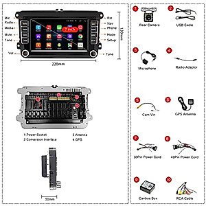 【2+32GB】 Android Car Stereo for VW Passat Golf Polo Jetta Radio, Hikity 7'' Touch Screen in Dash GPS Navigation Bluetooth Car Audio Receiver Support WiFi Mirror Link FM Radio SWC+ Backup Camera