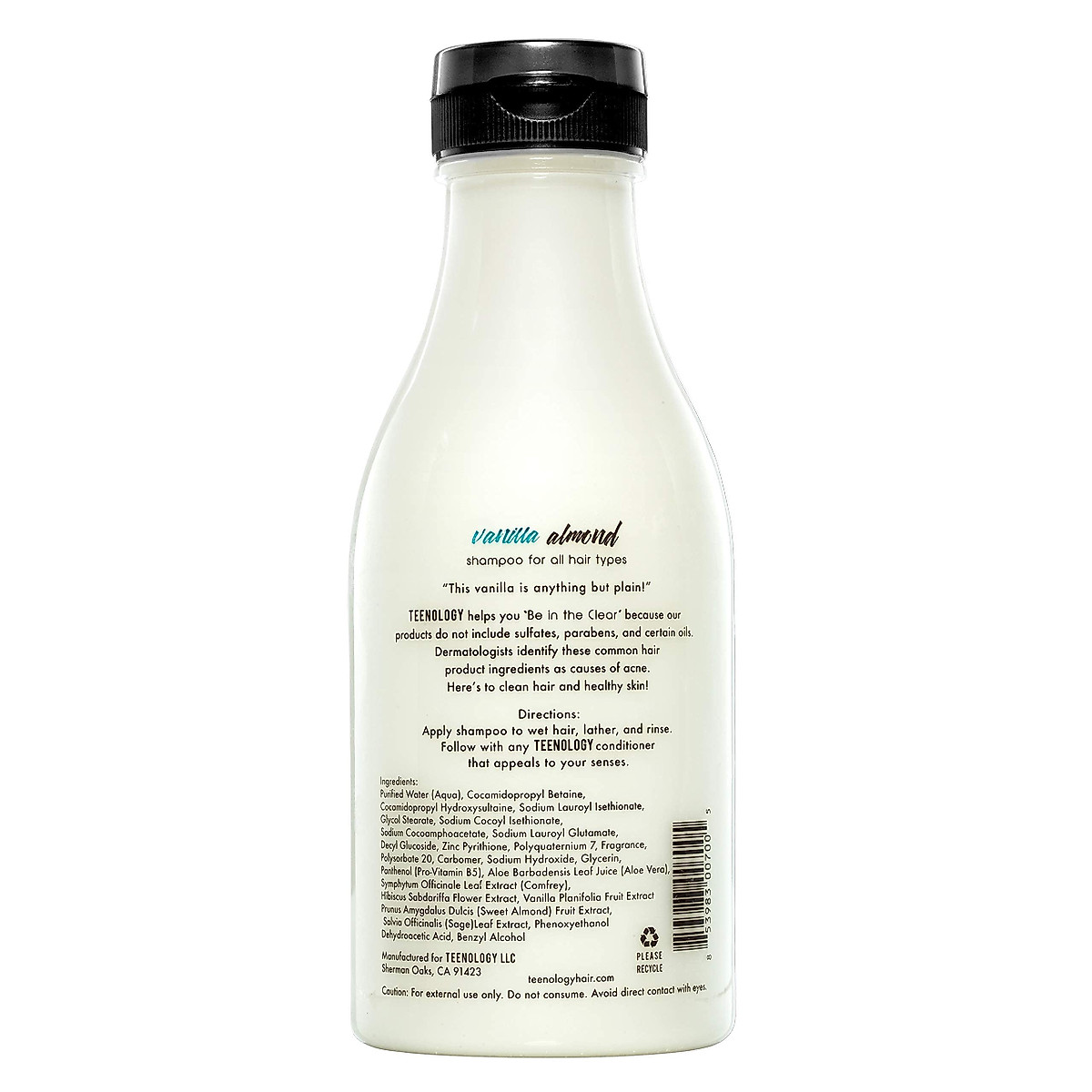 TEENOLOGY Shampoo and Conditioner Bundle (Save 5%) - Helps with Acne and Breakouts - Sulfate and Paraben Free, Noncomedogenic, Natural Botanical Extracts, Vanilla Almond - 16 oz.