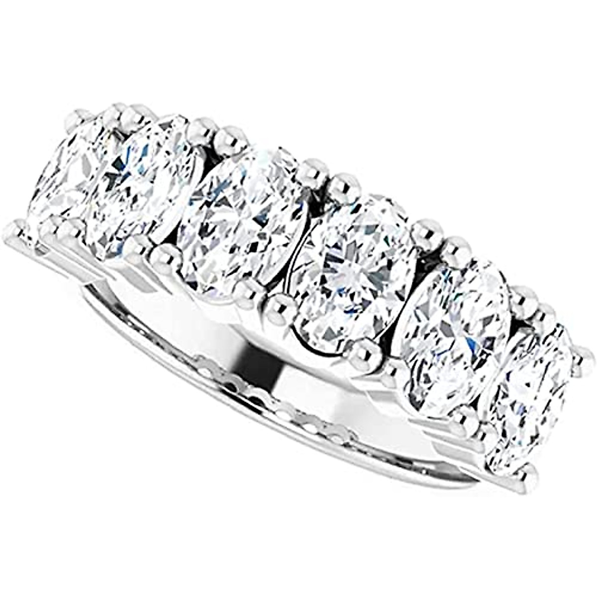 Moissanite World Touch of Paradise Bold Eternity Wedding Band,Oval Cut 6.00CT,VVS1 Clarity, Colorless Moissanite, 925 Sterling Silver, Engagement Ring, Wedding Gift, Perfact for Gift (6.5)