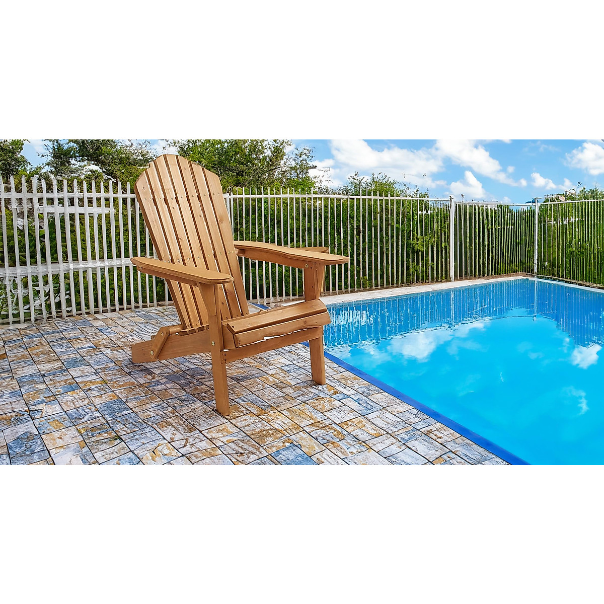 BTEXPERT Folding Adirondack Chair Half Assembled Lounge Chair Outdoor Wooden Patio Chair for Lawn Garden Backyard Deck Fire Pit Pool Beach 350lb Weight Capacity Set of 2