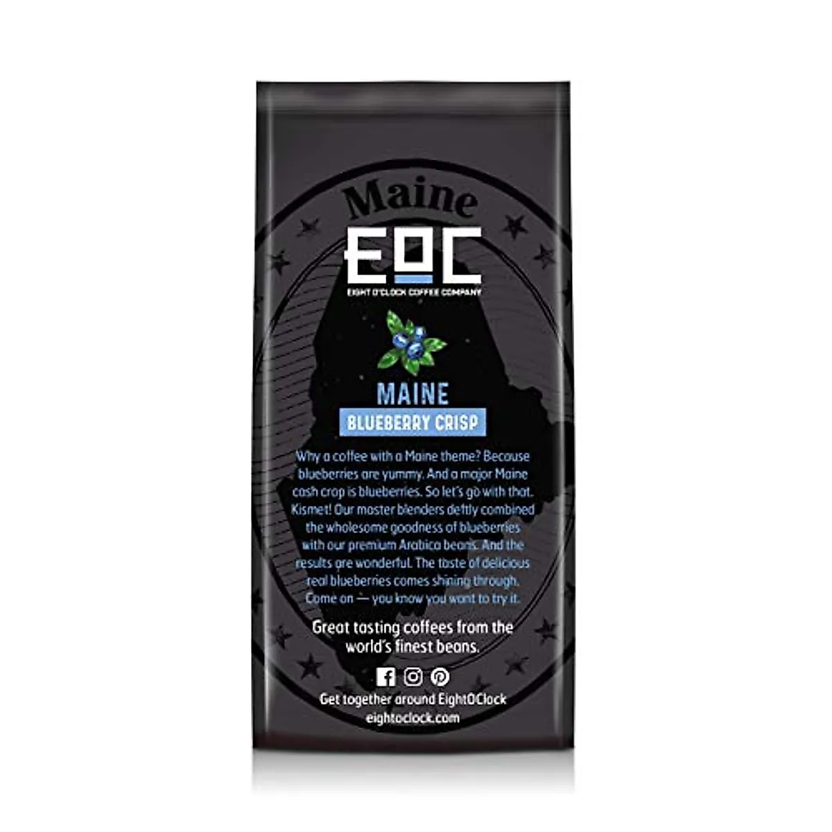 Eight O'Clock Coffee Flavors of America Ground Coffee, Maine Blueberry Crisp, 11 Ounce, 100% Arabica, Kosher Certified,Count 1(Pack of 1)