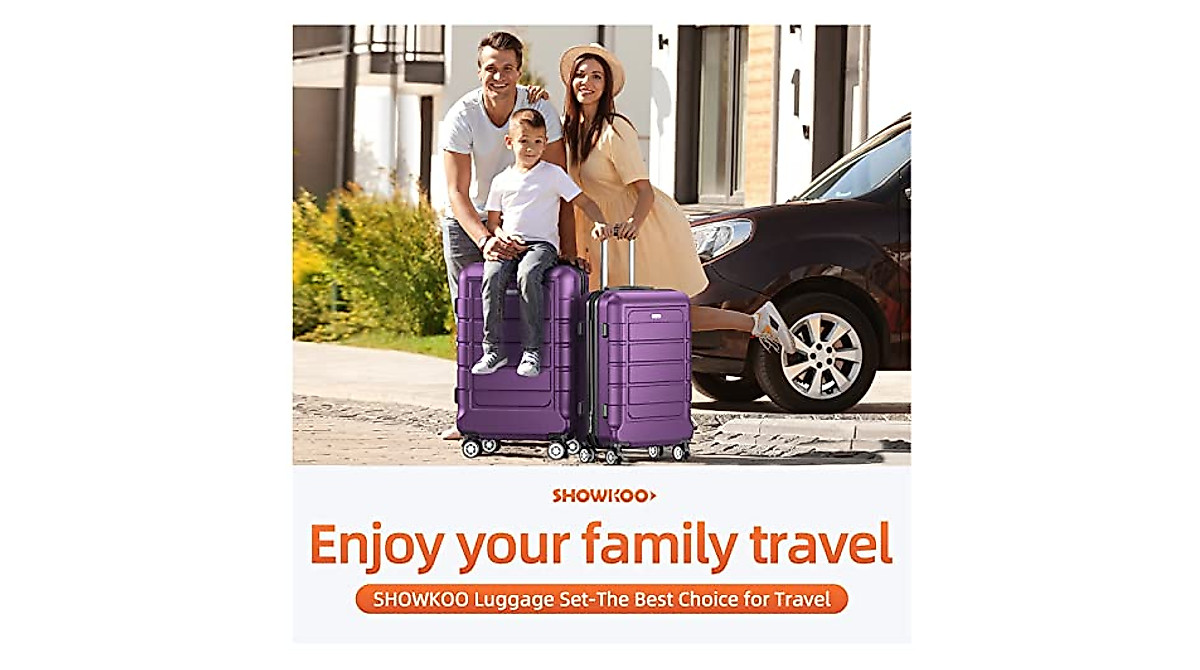 SHOWKOO Luggage Sets: Durable, Expandable 4-Piece Suitcase