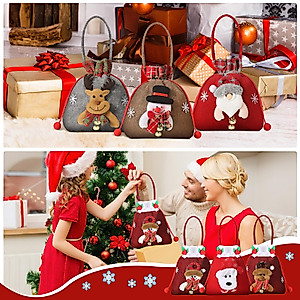 Shinylin 10 Pcs Christmas Gift Doll Bags with Drawstring Cute Christmas Doll Gift Bags Reusable Fabric Santa Snowman Deer Christmas Eve Apple Storage Bags for Xmas Festival Birthday Party Favor