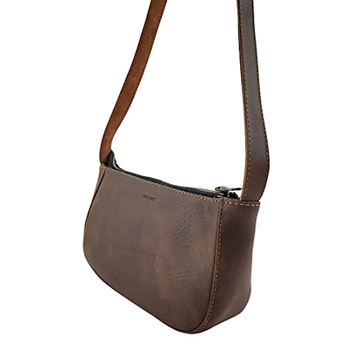 Hide & Drink, Classic Purse Handmade from Full Grain Leather and Plaid Cotton - Bourbon Brown
