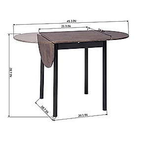 Polibi 45.3" L Oval Drop Leaf Extendable Dining Table, Walnut