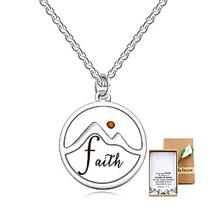 Uloveido Mustard Seed Mountain Necklace Stainless Steel Faith Pendant Inspirational Christian Baptism Religious Gift for Women Y2391