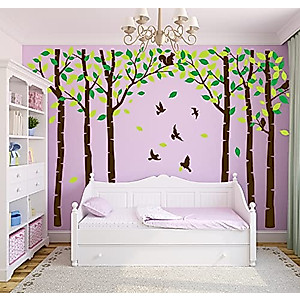MAFENT Giant Jungle Tree Wall Decals Birch Tree Wall Decals Forest Tree Wall Stickers for Kids Room Bedroom Living Room Nursery Removable Vinyl Sticker Mural Art Decoration(Brown)