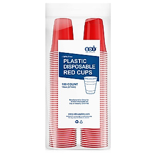 EDI PS Party Cups Red - 16 oz (100 pcs) (100, 16 Oz)
