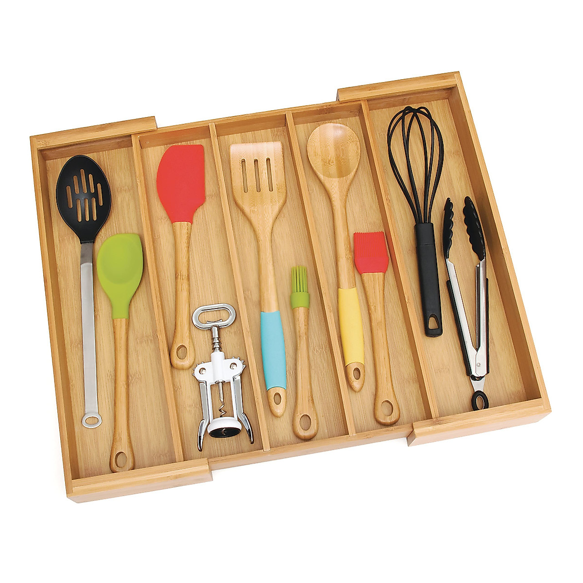Lipper International 8892 Bamboo Wood Expandable to 22-1/4" Utensil Organizer