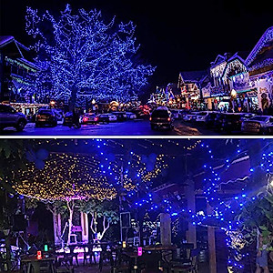 Solar Fairy String Lights Outdoor: 2 Pack Waterproof Copper Wire Lights - Each 39.5FT 120 LED - 8 Modes - Christmas - Yard -Garden - Blue