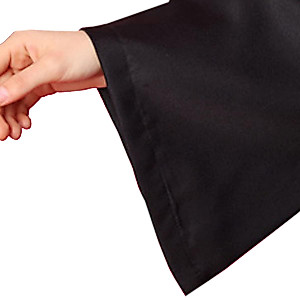 Utaomld Magician Hooded Robes with Scarf Spell Wand for Teens Cosplay Wizard Cloak Halloween Christmas Witches Carnival Costumes Black Cape Red Lined Medium