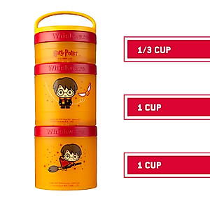 Whiskware Harry Potter Stackable Snack Containers for Kids and Toddlers, 3 Stackable Snack Cups for School or Travel, Dobby