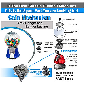 9 Point Drive Gear Wheel for Classic Gumball Machine Coin Mechanism - 9 Teeth Sprocket Gear for Coin Mechanism of Gumball Vending Machines. 9 Tooth Gear Wheel Gumball Machine Replacement Part - (3pc)