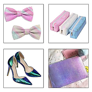 30x135cm Holographic Crocodile Skin Vinyl, Iridescent Dark Green Alligator Faux Leather, Embossed Craft Fabric for DIY Sewing Project