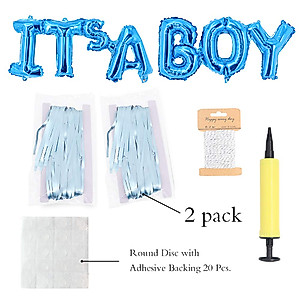 Blue Metallic Fringe Curtains & It's A Boy Foil Balloon Kit- Baby Shower Decorations Blue Wall Decoration Pastel Blue Photo Prop Backdrop Boys Birthday Party (Blue, Pack of 2)