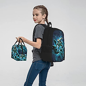 ICOMON Sea Turtle Patterned Backpack And Lunch Box Set For Boys And Girls School Two-Piece Picnic Travel Set