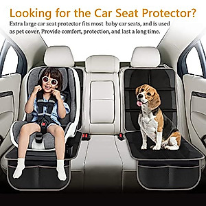 2 Pack Large Auto Car Seat Protectors for Child Car Seat, Thick Carseat Seat Protector with Organizer Pockets, Vehicle Dog Cover Pad for SUV Sedan Truck Leather Seats