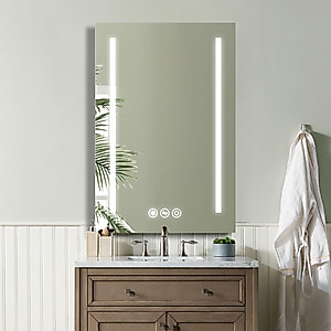 Liviza 20 in. W x 30 in. H LED Bathroom Vanity Mirror, Wall Mounted Bathroom Mirror with Lights, Defogging, Color Temperature and Brightness Setting Memory Function, Horizontal Vertical Installed