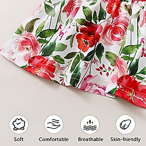 Hearyoo Baby Girl Clothes Infant Toddler Denim Ruffle Sleeve Floral Shirts Tops Ripped Jeans Pants Sets Summer Girl Outfits Red Flower 18-24 Months