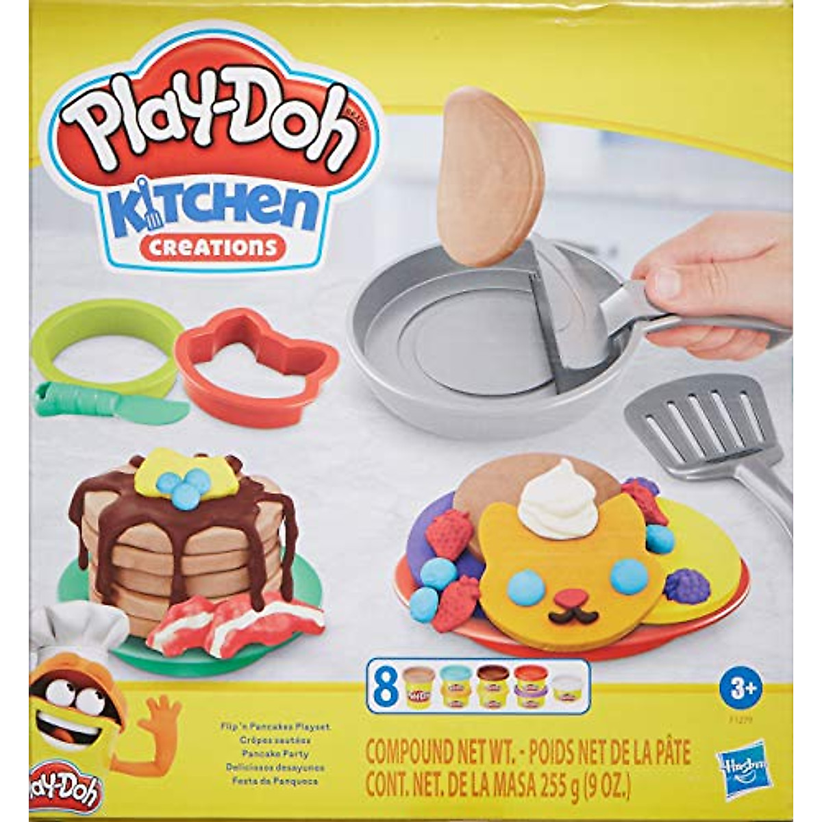 Play-Doh Kitchen Creations Flip 'n Pancakes Playset with 14 Play Kitchen Accessories, Preschool Toys, Kitchen Toys for 3 Year Old Girls and Boys and Up