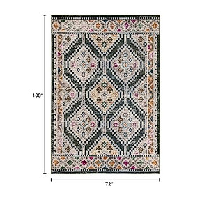 SAFAVIEH Madison Collection 6' x 9' Dark GreenBeige MAD481Y Boho Non-Shedding Living Room Dining Bedroom Area Rug