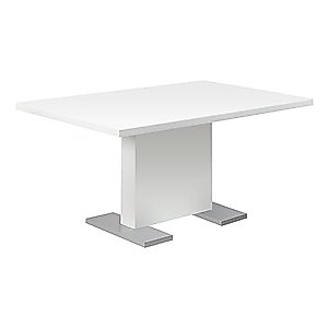 Monarch Specialties High Glossy White Dining Table, 35 x 60-Inch