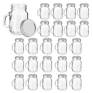 Juvale 24 Pack 4 oz Mason Jars with Lids, Mini Glass Jars with Metal Lids and Handles for Arts and Crafts, DIY Projects