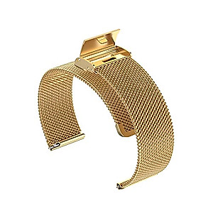 Chofit Metal Mesh Stainless Steel Loop Compatible with MILOUZ IDW19 Watch Band for Women&Men Wristbands Bracelet Adjustable Band Strap Replacement Bands for MILOUZ IDW19 Smartwatch (Gold)