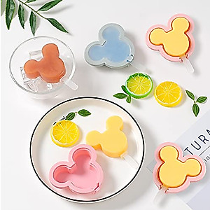 Silicone Popsicle Molds, Cute Ice Pop Molds Reusable Cake Pop Mold Set with Lid Popsicle Sticks, Easy Release BPA Free Cartoon Ice Cream Mold for Kids