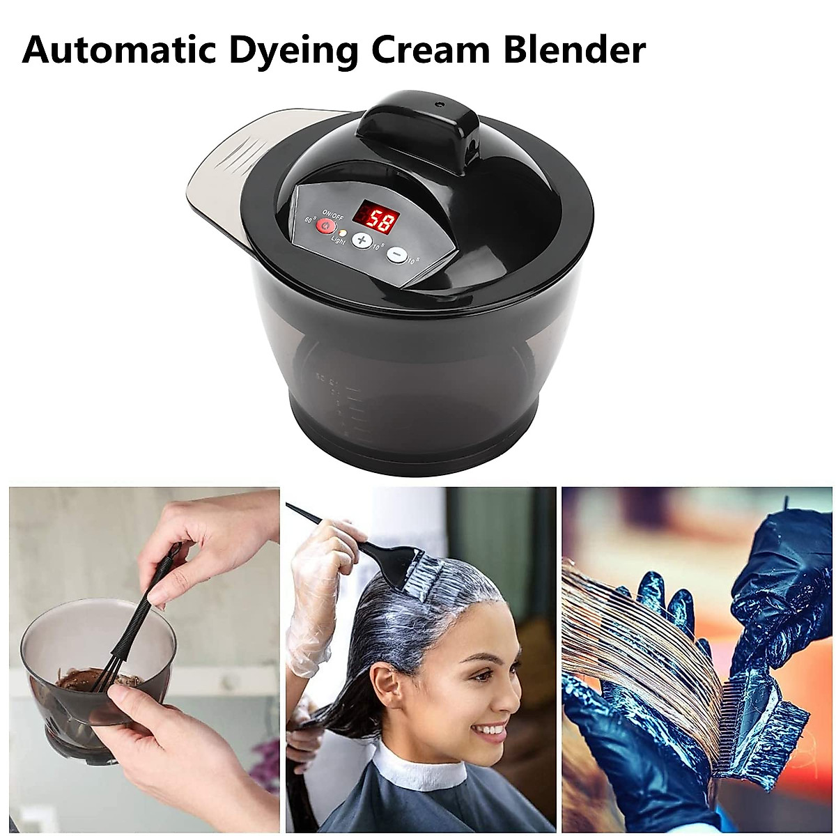 Electric Mixer, Hair Coloring Dyeing Mixer Kit Electric Dyestuff Mixer, Electric Blender, Automatic Dye Cream Blender US Plug with Scales for Hair Salon Home