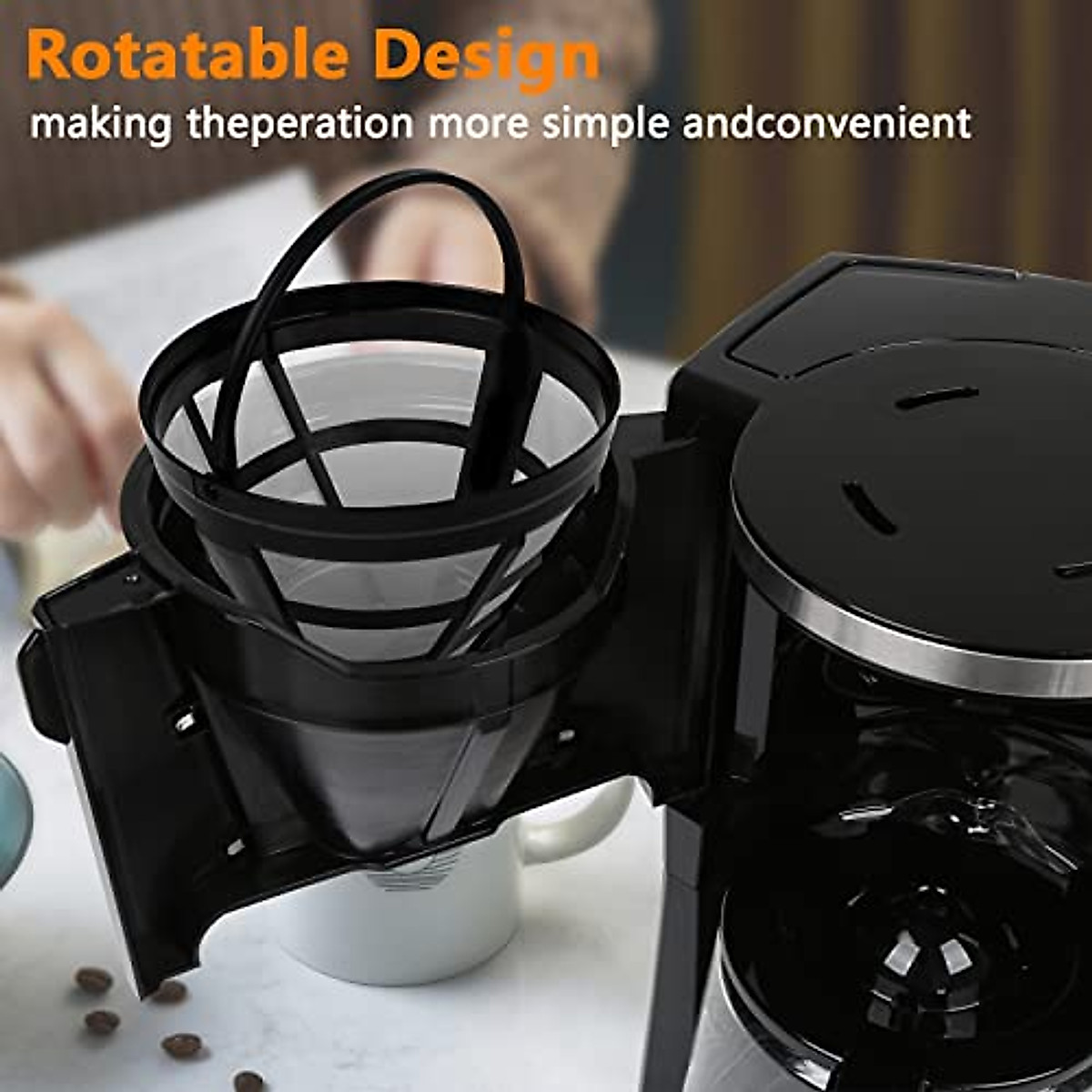 Gardcare 10-Cup Coffee Maker: 24-hour Programmable Coffee Machine, Smart Touch Screen, Stainless Steel Glass Carafe Pot with Brew Strength Control, Automatic Anti-Drip System, Black