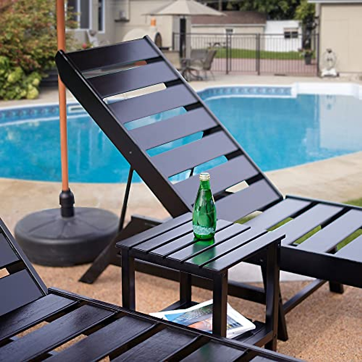INTOBOO Outdoor Side Table,Rectangular End Table, Adirondack Small Side Tables, Patio Tables for Outside Pool Porch Deck Garden Backyard -Black