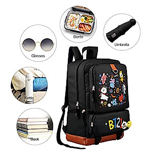 awgfxpi Travel Backpack For Girls Boys Aesthetic Daypack Cute Backpack Waterproof College Students Bookbag 17 Inch Kpop Laptop Backpack,Black