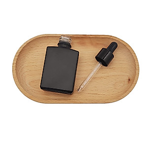 PimyRcyi （2PCS） 30ml Glass Dropper Bottle,1 oz Square Lab Dropping Serum Container,Perfume Vails, Essential Oil Bottle (Matte Black)