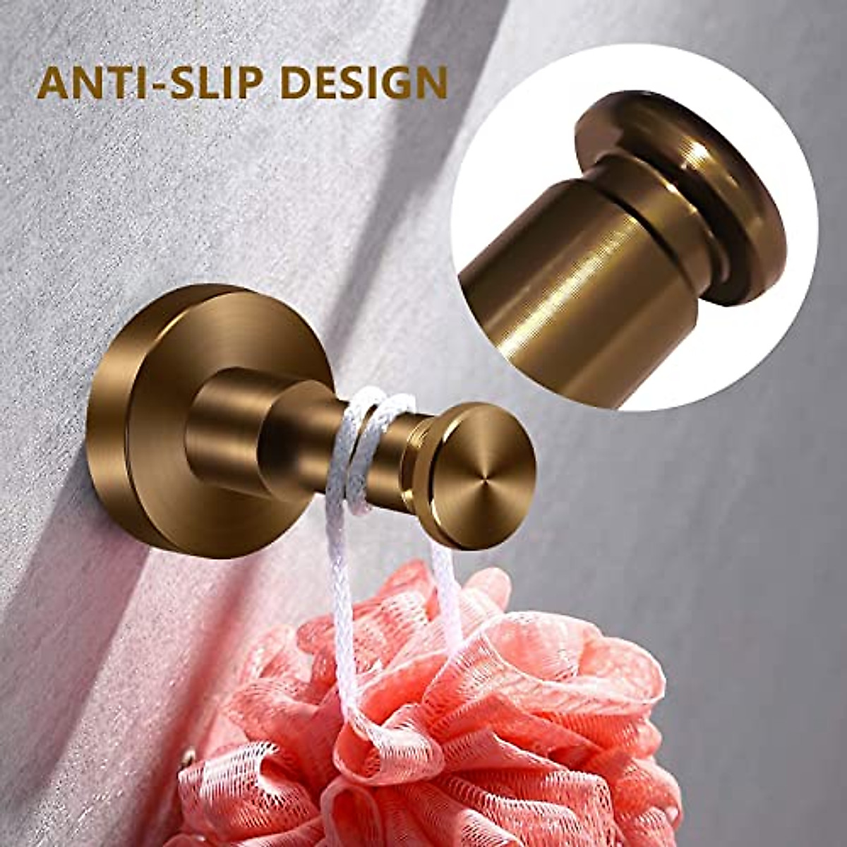 Kayfia 4 Packs Towel Hooks for Bathrooms Metal Bathroom Bathroom Hooks Wall Hooks Towel Hook for Hanging Coats Robes Toilet Living Room Office (4, Bronze)