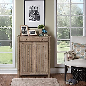 24/7 Shop at Home 247SHOPATHOME IDI-151144 Brielle Multi Shelf Shoe Cabinet, Light Oak