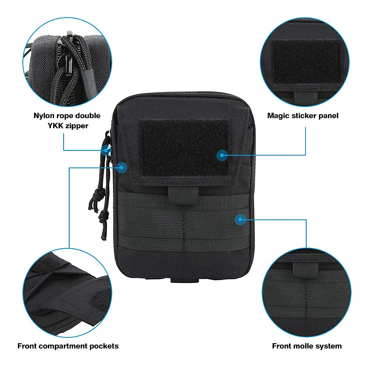 EXCELLENT ELITE SPANKER Molle Admin Pouch Military Utility Tool Pouch EDC Molle Pouchs Gadget Waist Bags (Black)