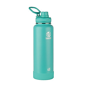 Takeya Actives Insulated Stainless Steel Water Bottles with Spout Lid, 40 Ounce and 24 Ounce