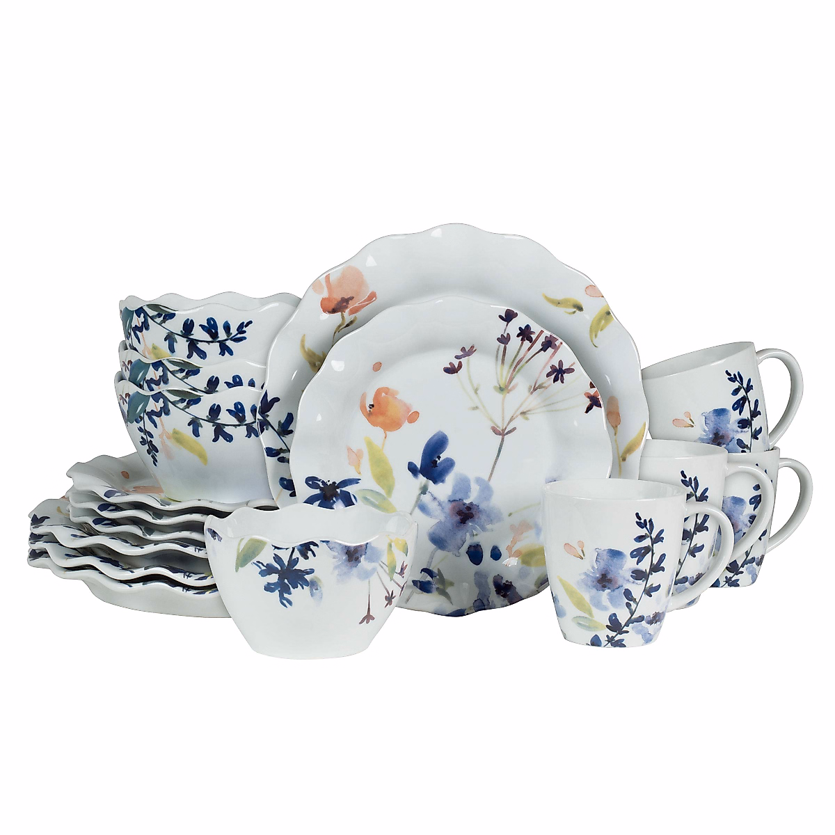 Fitz and Floyd Floral Splash 16-Piece Dinnerware Set, Assorted