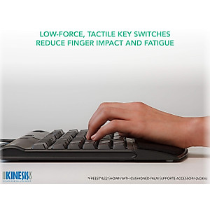 KINESIS Freestyle2 Blue Wireless Ergonomic Keyboard for PC (9" Separation), Dark Gray