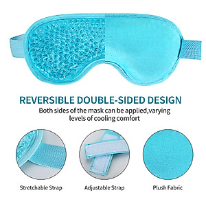 2PCS Gel Eye Mask, Reusable Hot Cold Therapy Eye Mask for Puffiness /Dark Circles/Eye Bags /Dry Eyes/Headaches/Migraines/Stress Relief, Cooling and Compress Eye Mask (Blue)