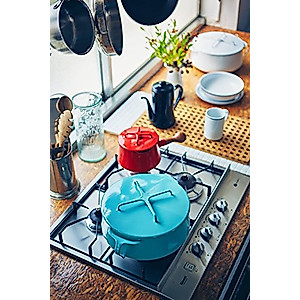 DANSK 833297 Koben Style Double Handed Pot, 7.1 inches (18 cm), 2.2 L., Induction Compatible, Turquoise/Teal, Oven Safe, Enameled