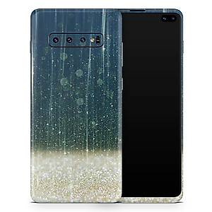 DesignSkinz Scratched Blue and Gold Showers Protective Vinyl Decal Wrap Skin Cover Compatible with The Samsung Galaxy S20 (Screen Trim & Back Glass Skin)