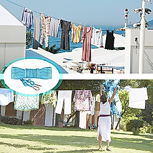 FYY Clothesline, Clothes Drying Rope Portable Travel Clothesline, Adjustable Laundry Drying line for Home, Backyard, Hotel, Outdoor and Indoor Use (Blue)