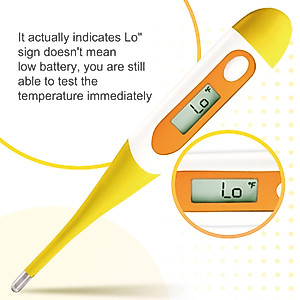 Digital Oral Thermometer for Fever Adults: Rectal, Underarm & Mouth, Accurate & Fast, Easy@Home Body Medical Temperature Thermometer for Baby Kids & Adult, EMT-021N-Yellow.