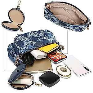 MARCO M KELLY Small Crossbody Bags for Women Multipurpose Lightweight Shoulder Handbag with Coin Purse 3pcs Set, Denim Blue